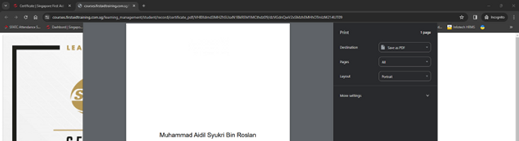 How to Retrieve E-Learning Certificate | Singapore First Aid Training Centre